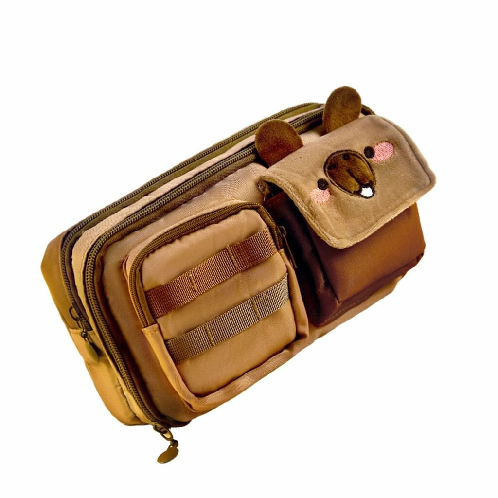 Сумка-карандаш с мультяшным медведем, милый чехол, держатель для карандашей, большая емкость, сумка ручек, школьные канцелярские принадлежности TJ