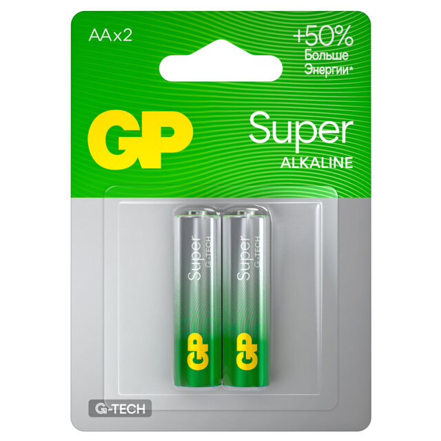 GP Batteries Super G TECH АА LR6 1,5 В набор из 2 шт для портативной электроники