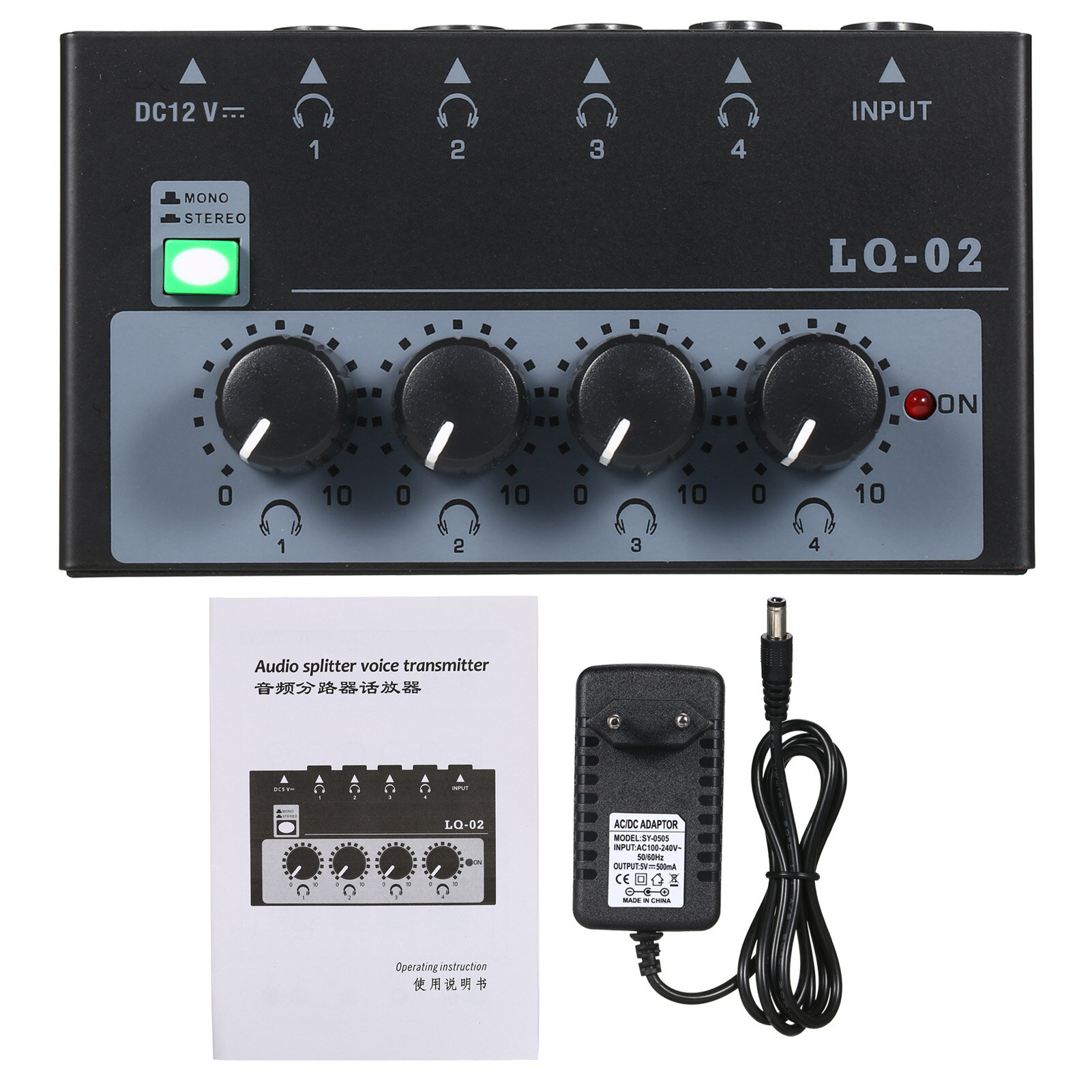 Микшер для наушников, 4 канала, моно/стерео, металлический корпус, балансный аудиовыход, мини-разветвитель.