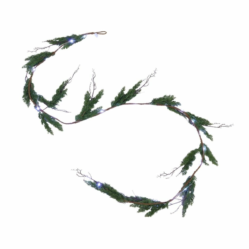 Рождественское украшение из виноградной лозы с имитацией гирлянд из ротанга