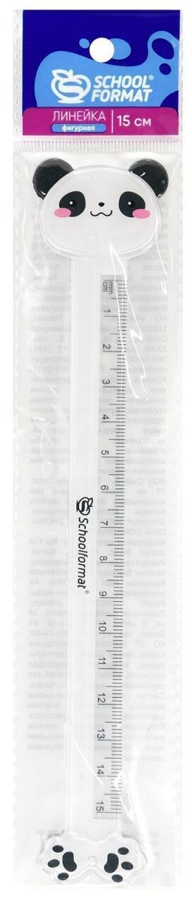 Линейка 1 шт Schoolformat фигурная 15 см пластик с принтом, ассорти, с европодвесом