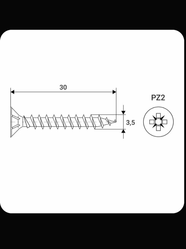 Саморез по дереву (шуруп) 3,5х30 мм, потайная головка, крестообразный шлиц PZ2, 50 шт
