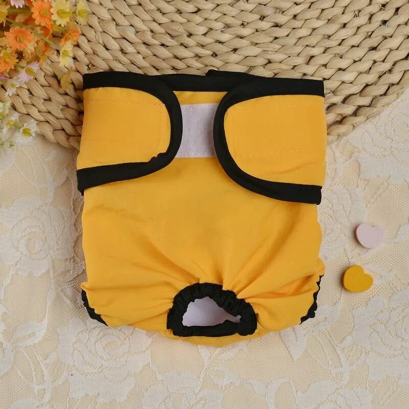 Трусы для собак во время течки, многоразовые, защитные. Жёлтые. Размер L