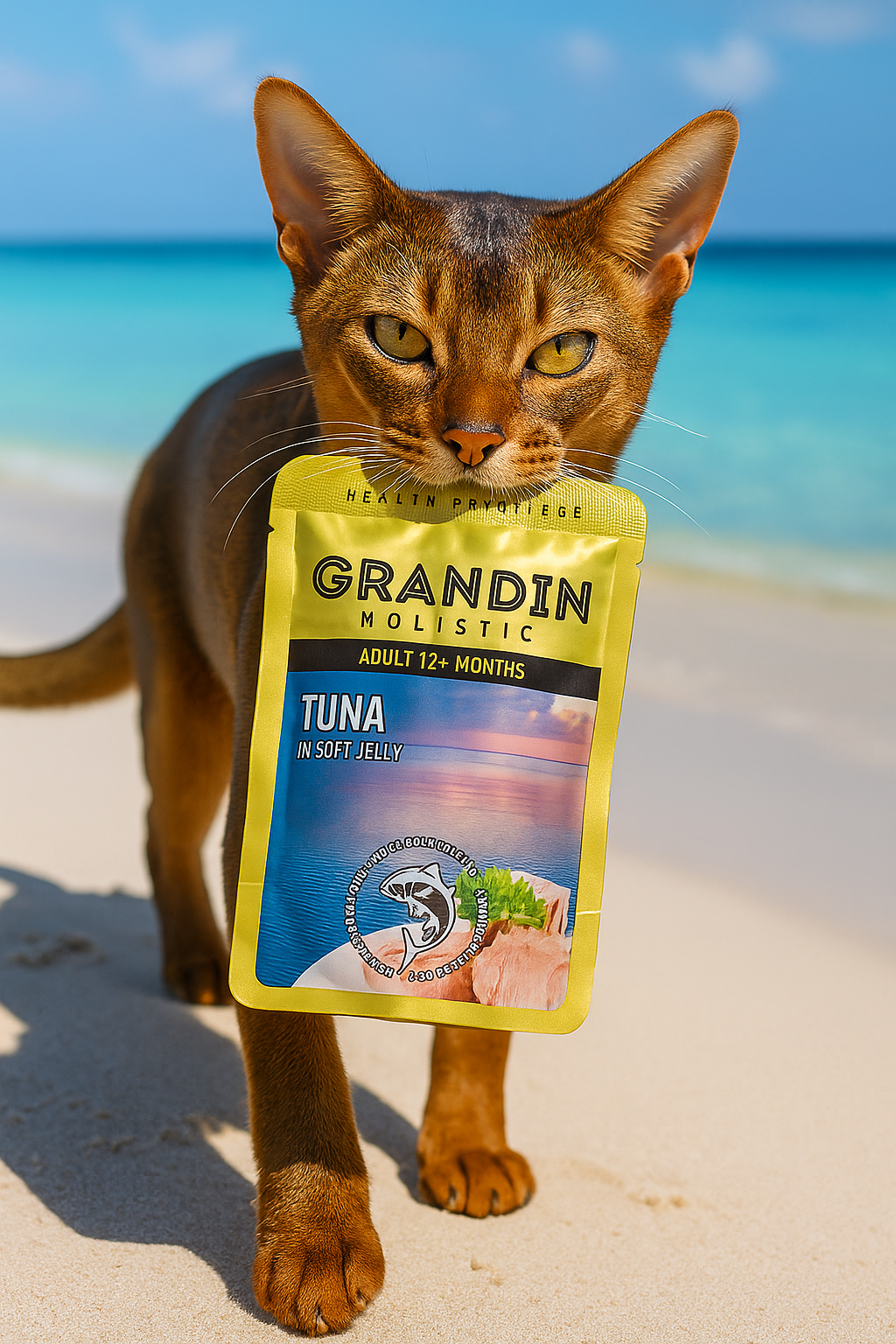 Влажный корм Grandin для взрослых кошек, тунец в нежном желе, 12 шт по 85 гр.