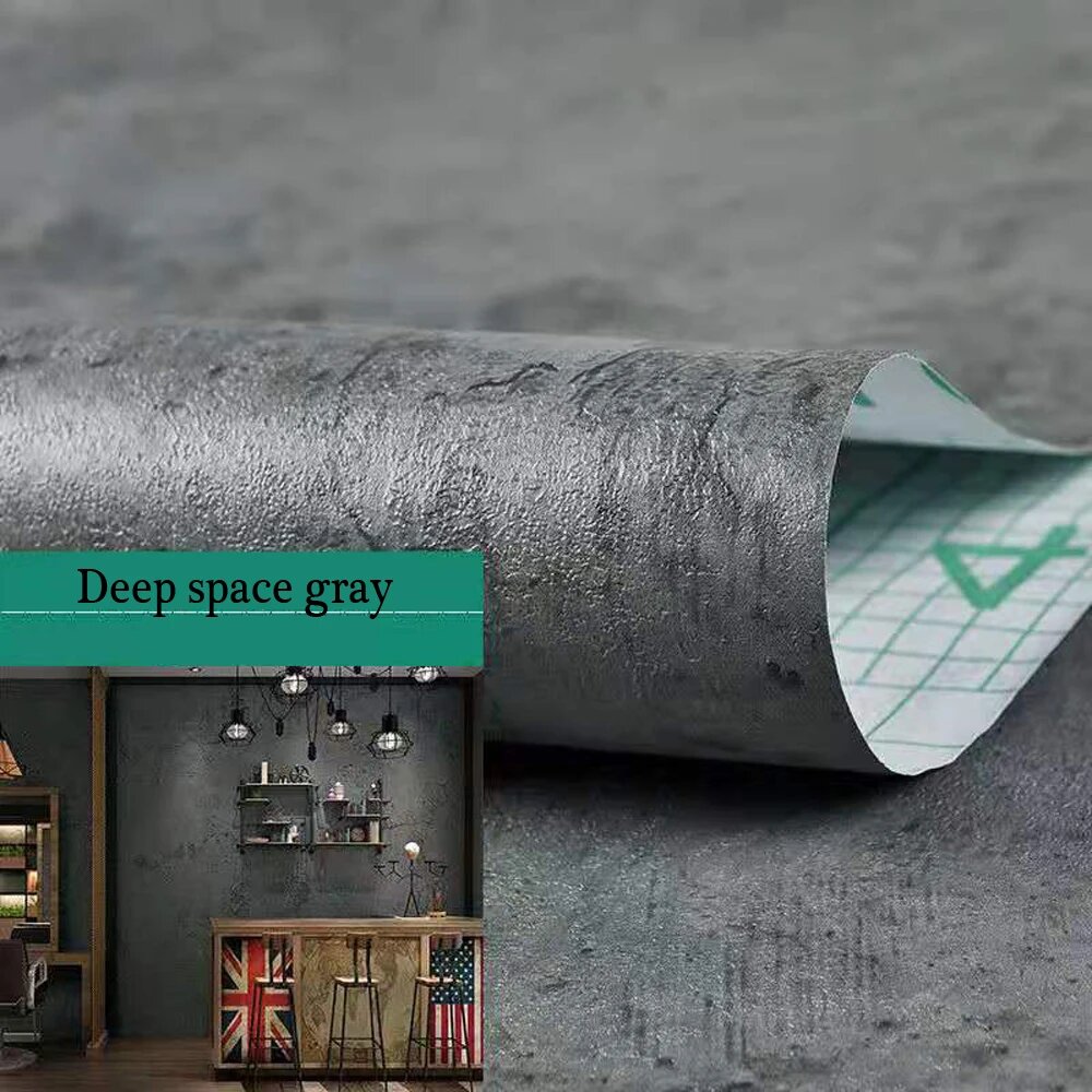 Самоклеящиеся бетонные обои в стиле ретро из ПВХ, водонепроницаемые темно-серые, с эффектом бетона, для украшения прихожей, спальни, гостиной, Deep space gray, 60cmx300cm