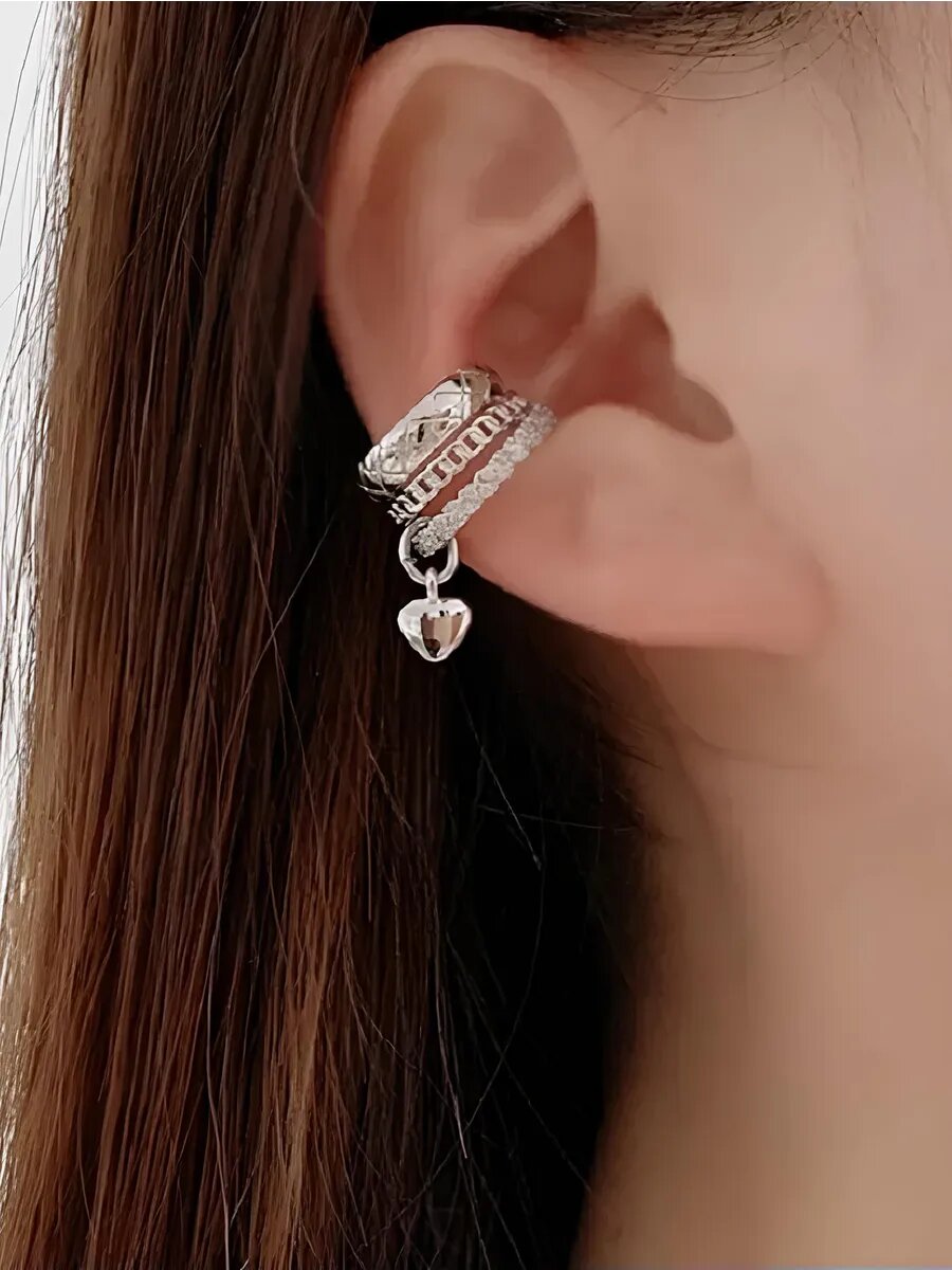 Серьги каффы, с подвесками, кристалл