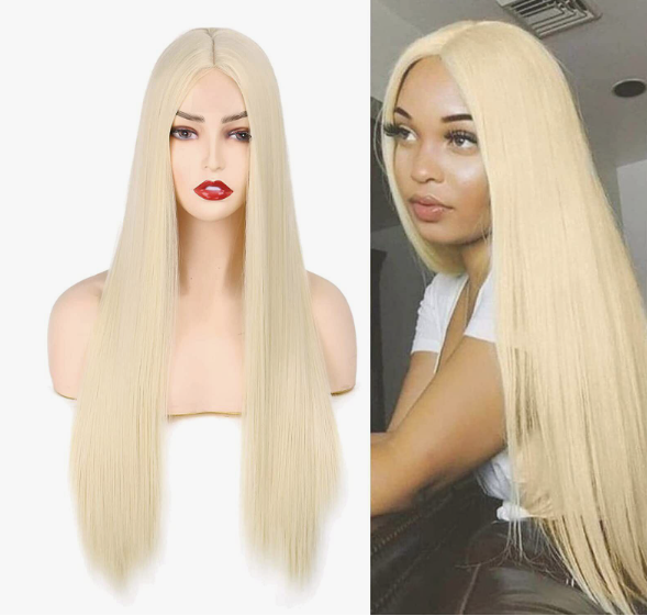 Белый парик длинный