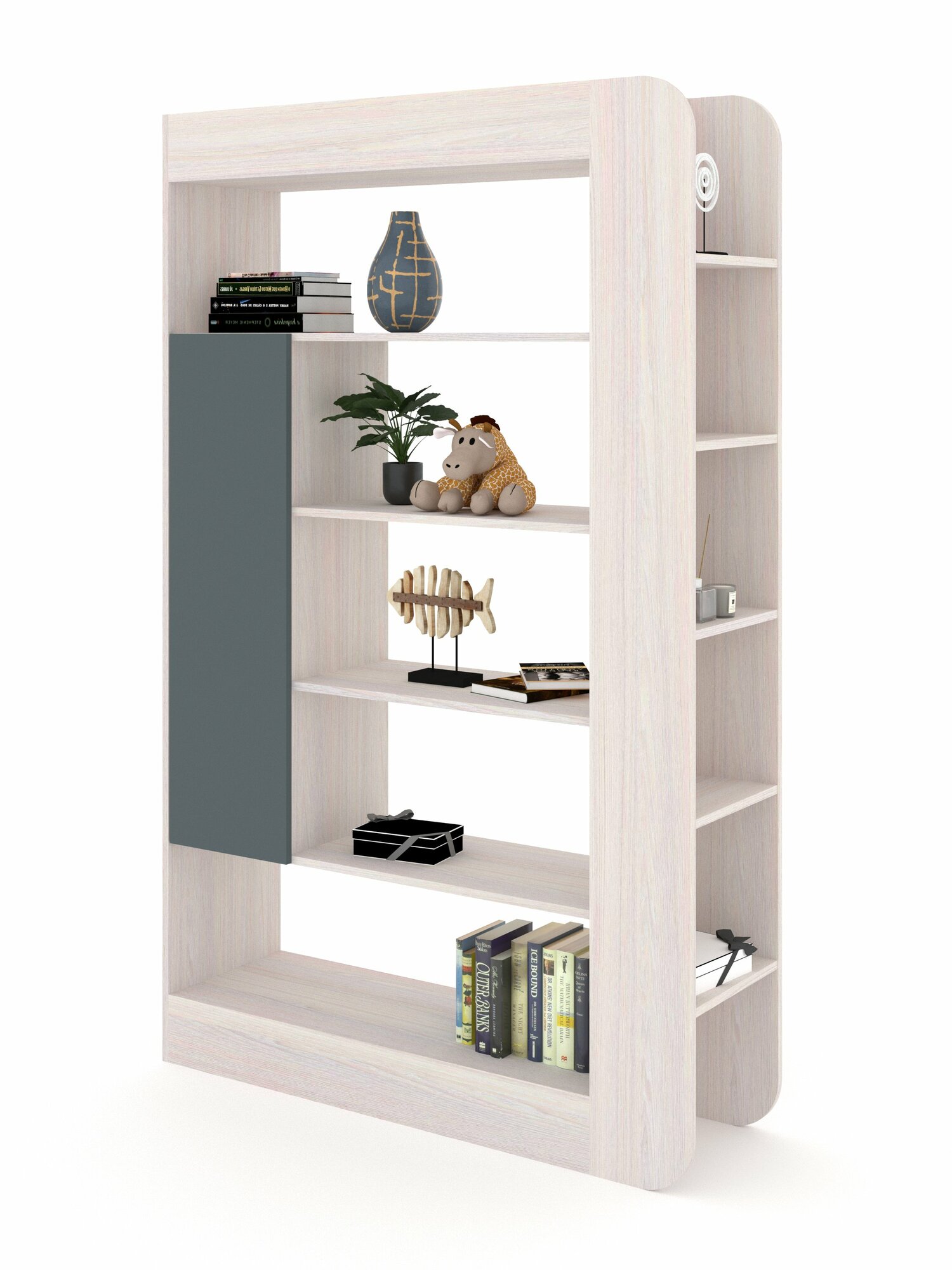 Есэндвич Альт Лаворо Стеллаж, перегородка для зонирования 120х190х35 см (Анкор белый/Базальт)