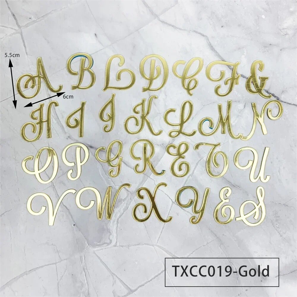 Золотые акриловые буквы для торта 019-Gold