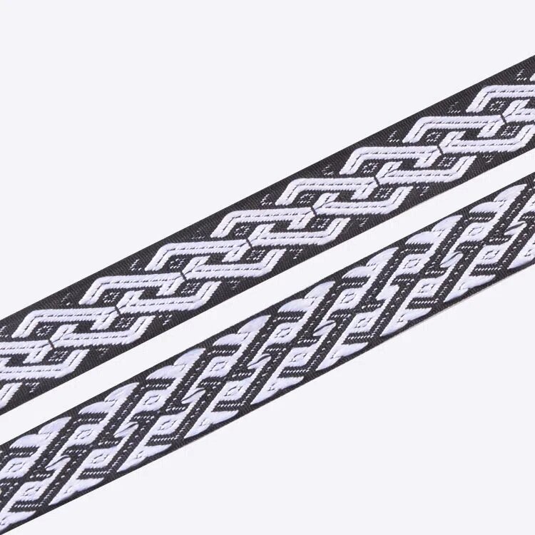 5 ярдов, 1 дюйм, 25 мм, черно-белые геометрические тканые жаккардовые ленты с вышивкой, отделка для одежды «сделай сам», швейные аксессуары