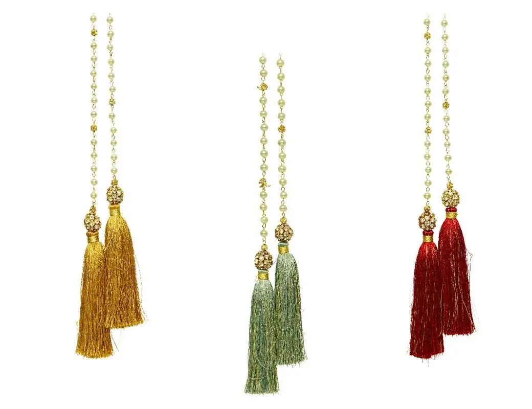 Декоративная подвеска-гирлянда с кистями босфор, золотая, 97 см, Kaemingk (Decoris)