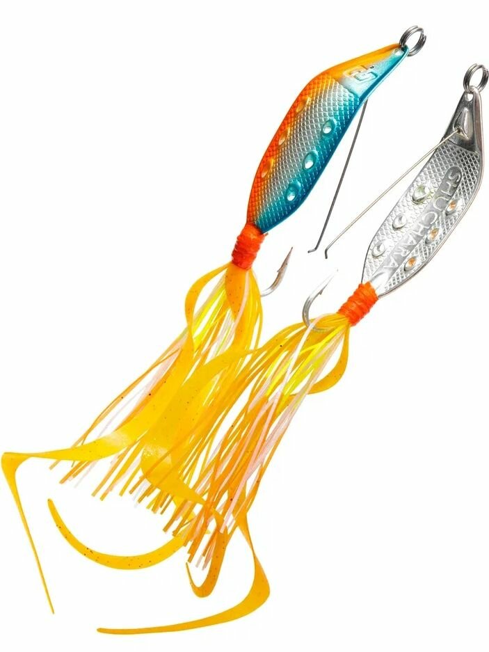 Блесна литьевая из латуни на щуку, покрыта серебром RB Щучара "незацепляйка" 7гр - 127