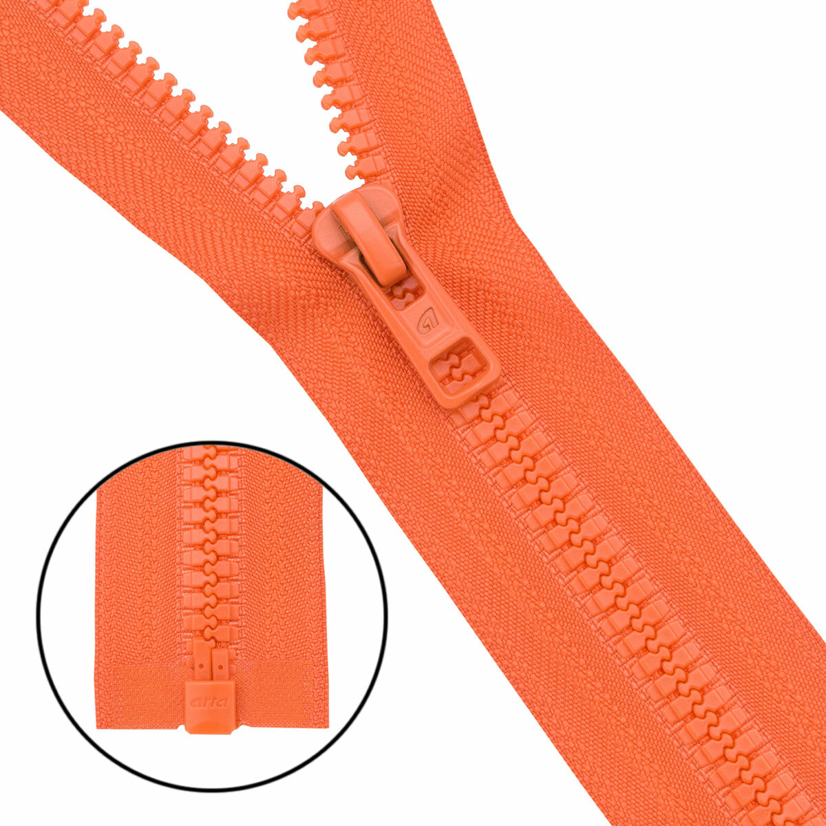Молния разъемная тракторная 65 см, 5 шт, Т6, 1 замок (2076), ARTA (A523 оранжевый New)