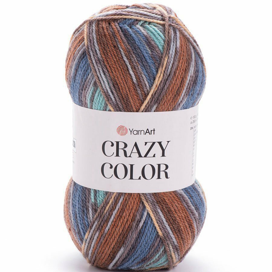 Пряжа Yarnart CRAZY COLOR 175 джинс/терракот (5 мотков)