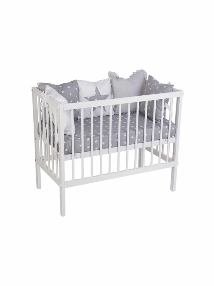 Кроватка для новорожденных Лео 50х90 см, деревянная, с реечным основанием, Белый