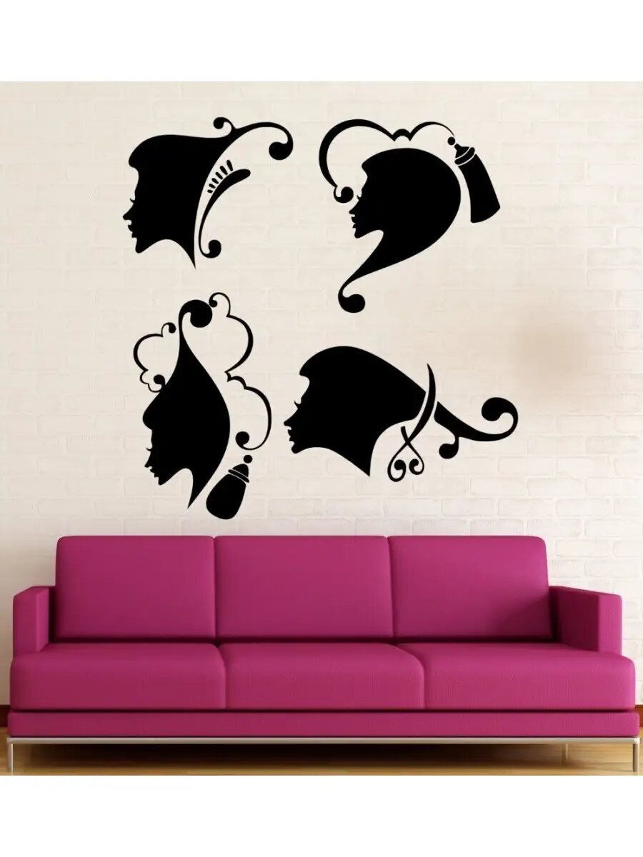 Наклейка на стену для декора Парикмахерская Прически