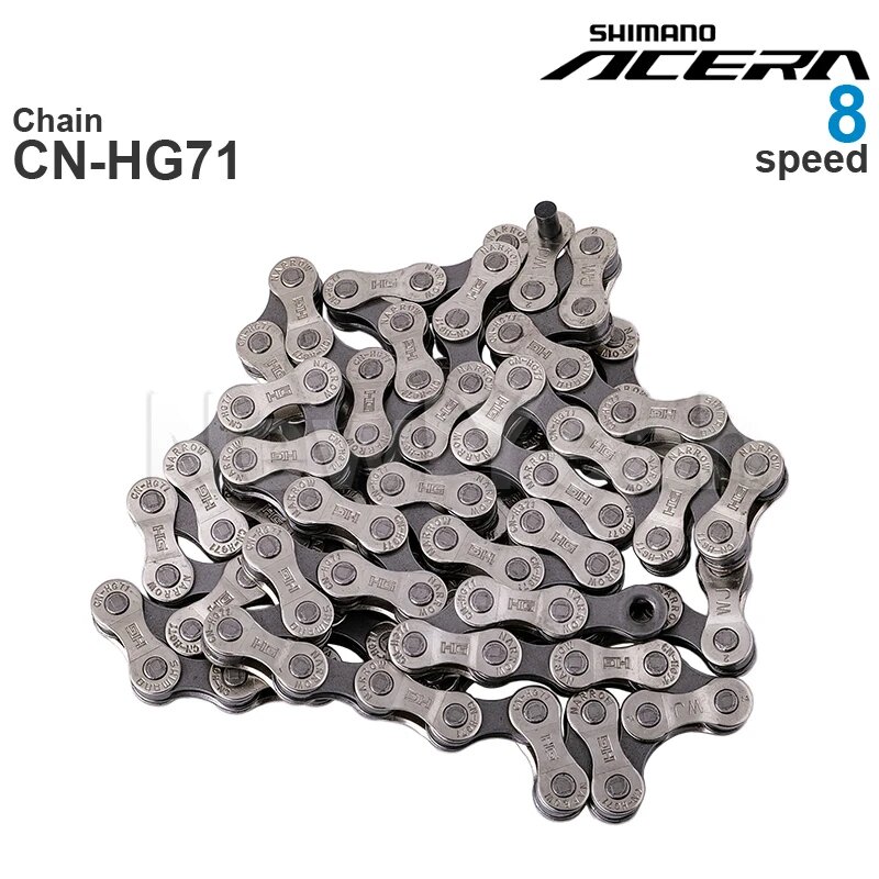 Цепи SHIMANO ACERA CN-HG71 - 8-скоростные - HYPERGLIDE - MTB цепь 114L. Оригинальные велосипедные запчасти, также подходят для электровелосипедов.