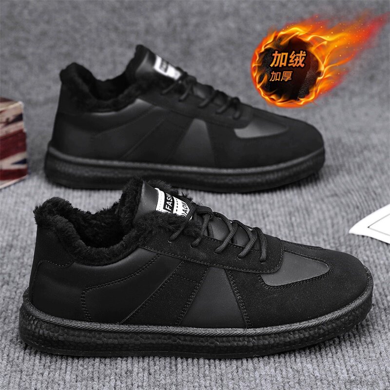 MOOCIE Мужские зимние ботинки с бархатной теплой хлопковой подошвой, мужские замшевые кожаные туфли, универсальные повседневные кроссовки, туфли для вождения с мягкой подошвой и бархатной спортивной обувью