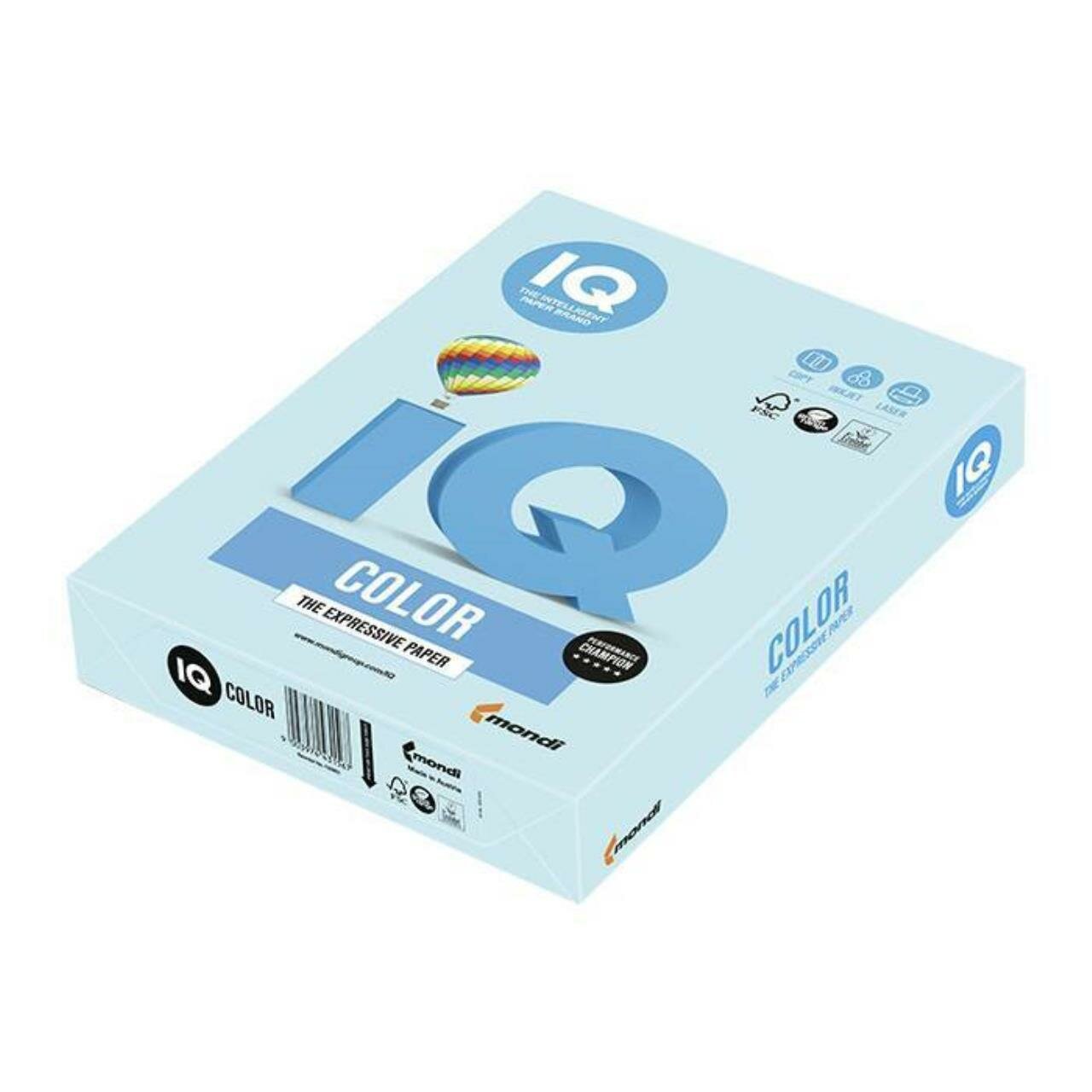 Бумага цветная для печати IQ COLOR А4 80 г м2 500 л пастель голубая