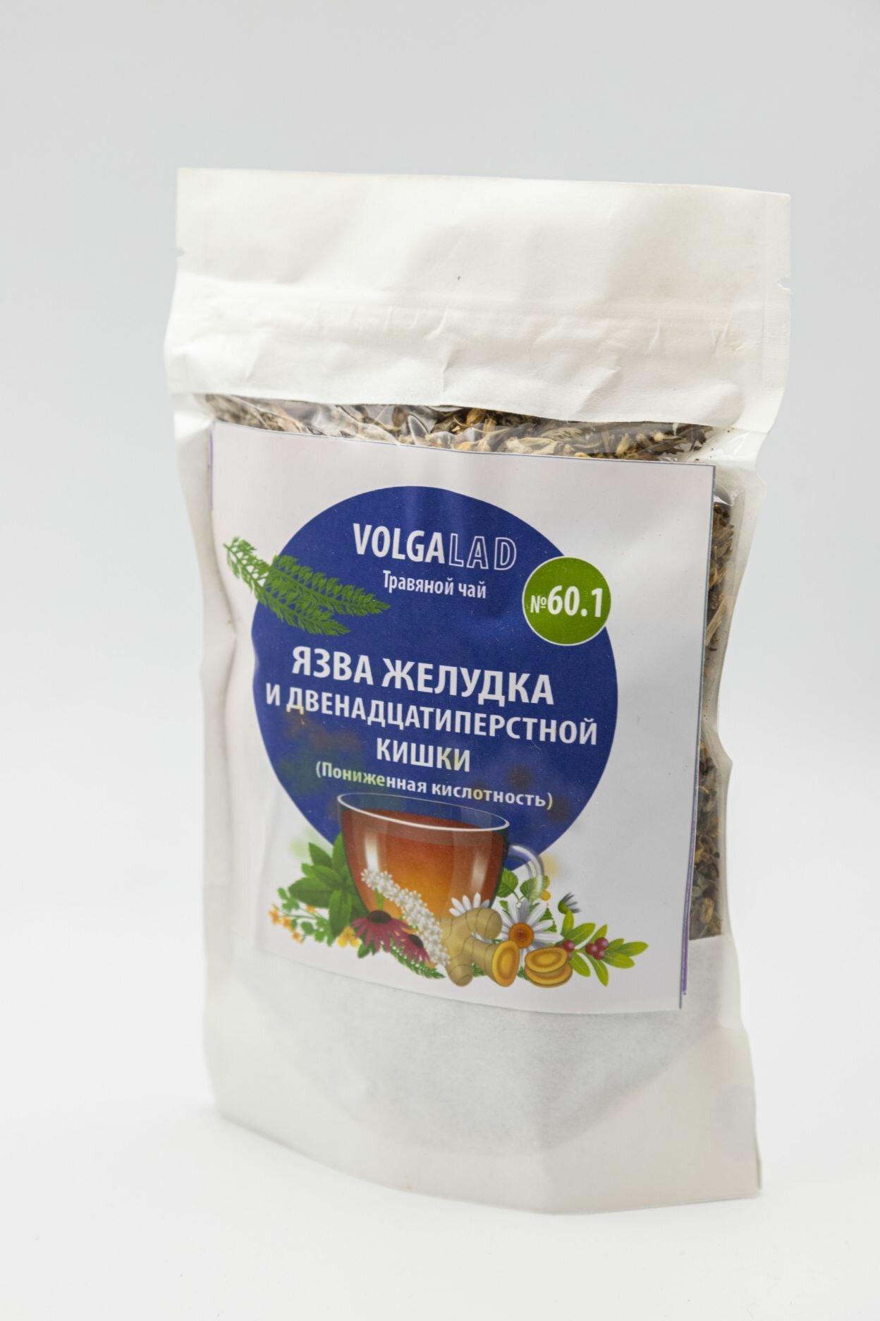 Травяной чай ВолгаЛадь-60.1 Язва желудка и двенадцатиперстной кишки (Пониженная кислотность) 50 г