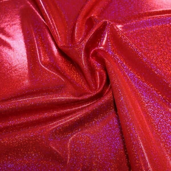 Голографическая ткань бифлекс, розово-красный 100*150 см HKM 2008 PINK / RED