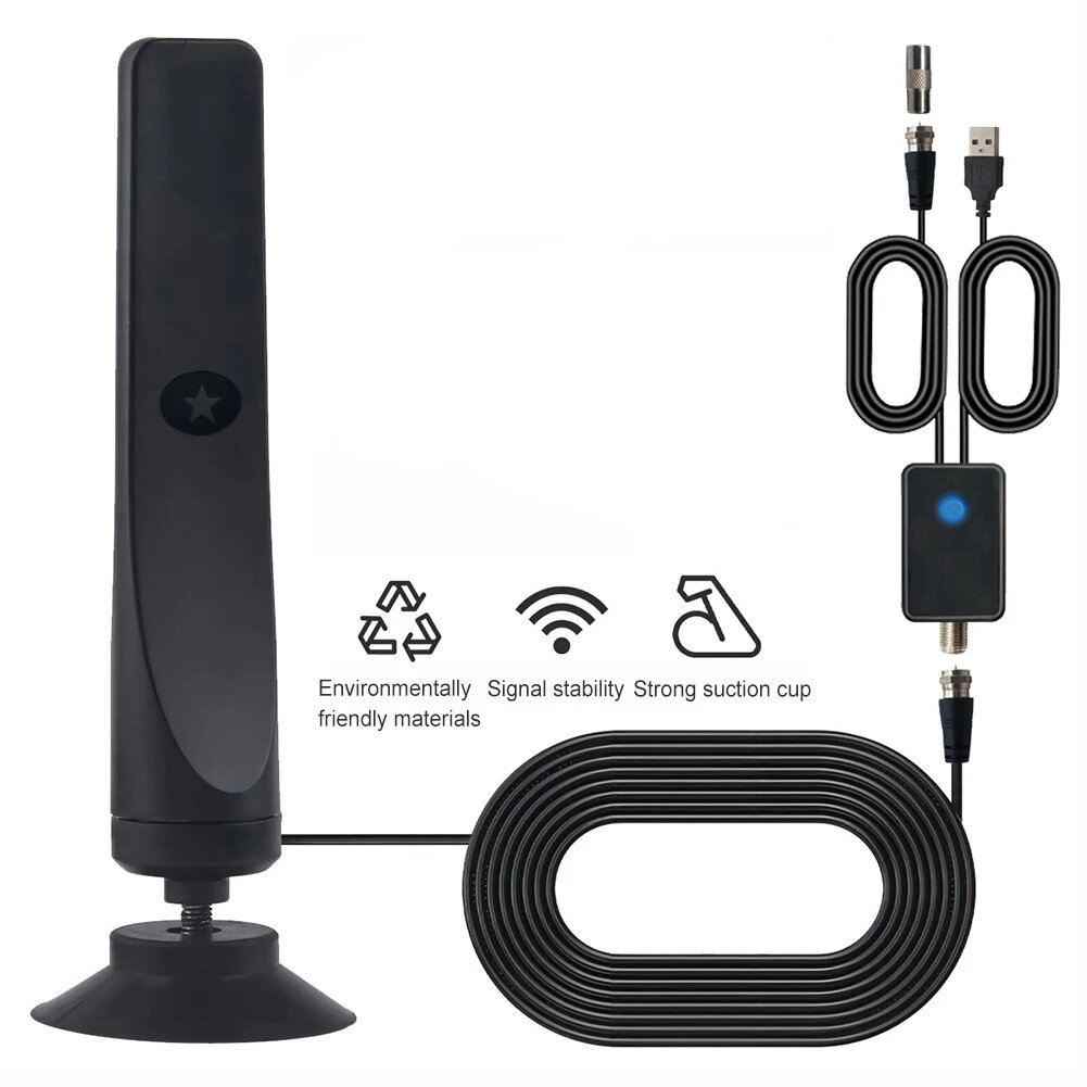 Цифровая телевизионная антенна с усилителем сигнала HD, антенна на присоске с радиусом действия 50 миль, 25DBI Plug Play для Smart Digital TV