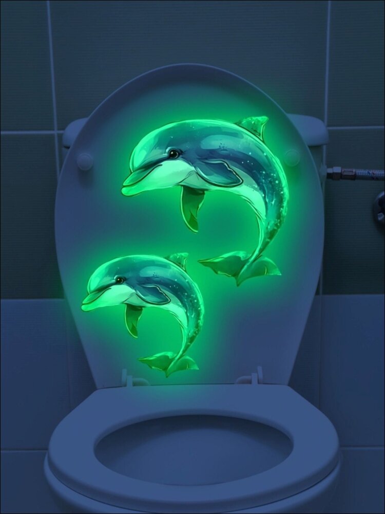 1 шт. Светящиеся в темноте наклейки для унитаза с дельфинами