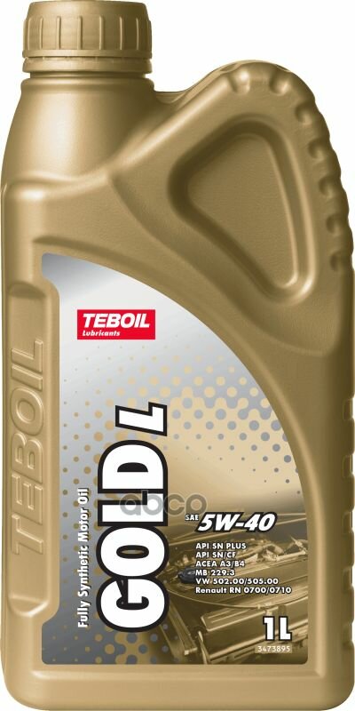Teboil Teboil Gold L 5W-40 (1L)_Масло Мот! Синт Api Sn/Sn Plus/Cf, Acea A3/B4, Vw 502.00/505.00