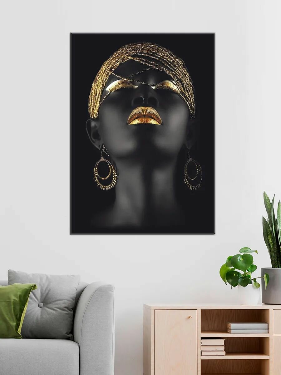 Картина на стену "Африканка в золоте", 30х40 см