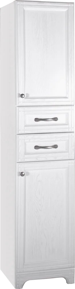 Шкаф-пенал для ванной ASB-Woodline Берта 40 напольный, 39, 8 см, белый, матовый, с ящиком, с дверками, фурнитура серебро, в стиле ретро