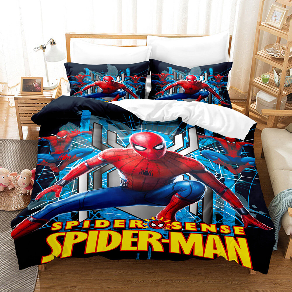 Комплект постельного белья из трех предметов с принтом Marvel для мальчика, цифровой 3D-принт из серии Spider-Man, разные размеры