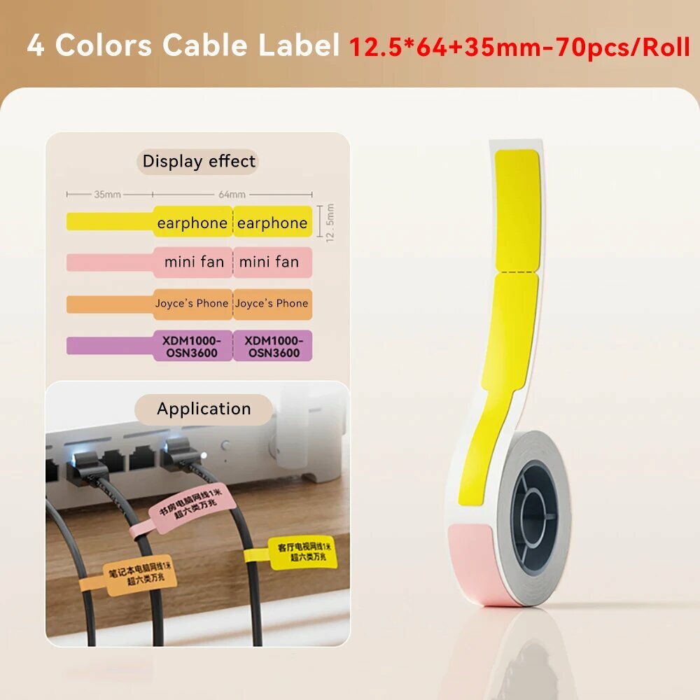 Niimbot B18 Белый Термотрансферный Принтер Этикеток, 4 Color Cable