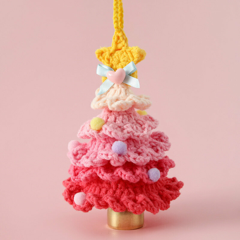 Плюшевая подвеска в виде рождественской елки, вязаная крючком рождественская елка из шерсти 15см