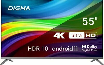 Телевизор LED Digma 55 DM-LED55UBB41 Android TV Frameless Metal темно-серебристый/серебристый 4K Ult