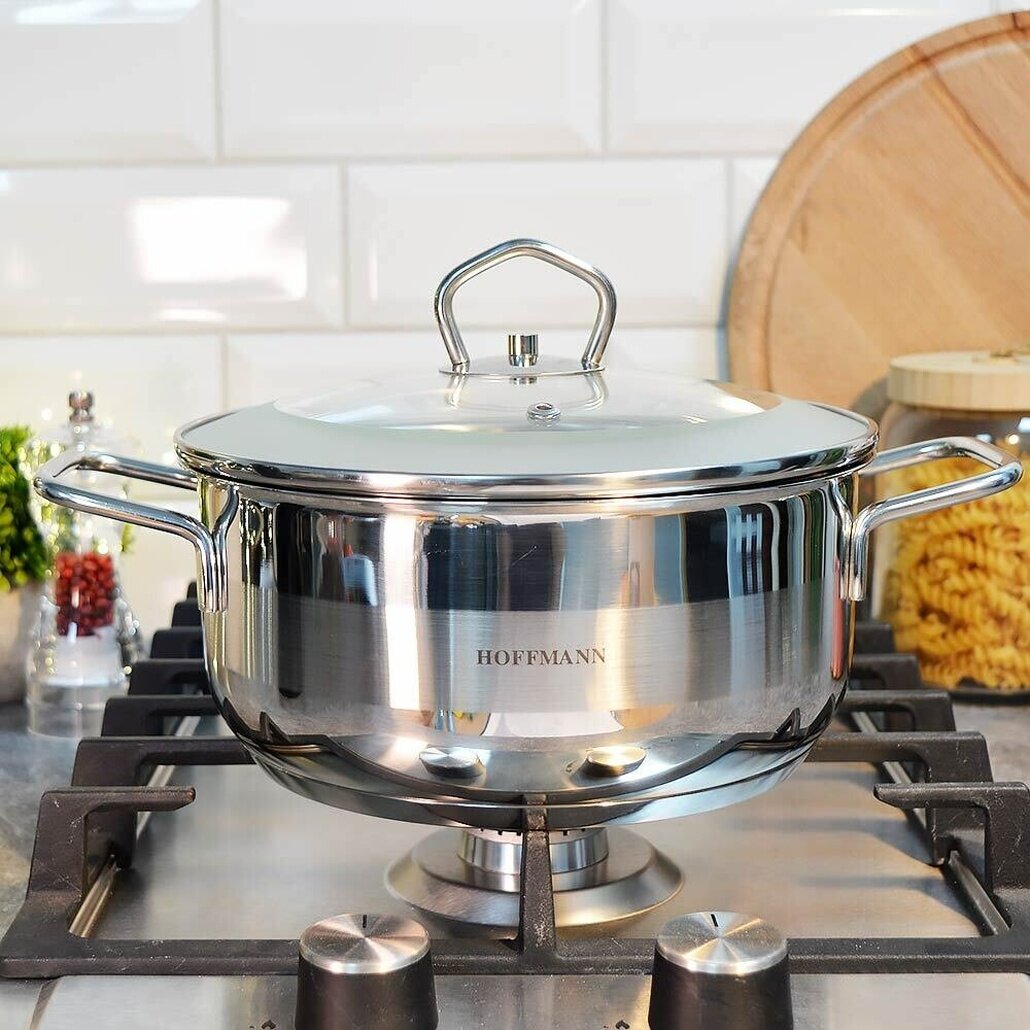 Кастрюля 2.5л из нержавеющей стали с капсульным дном для индукции