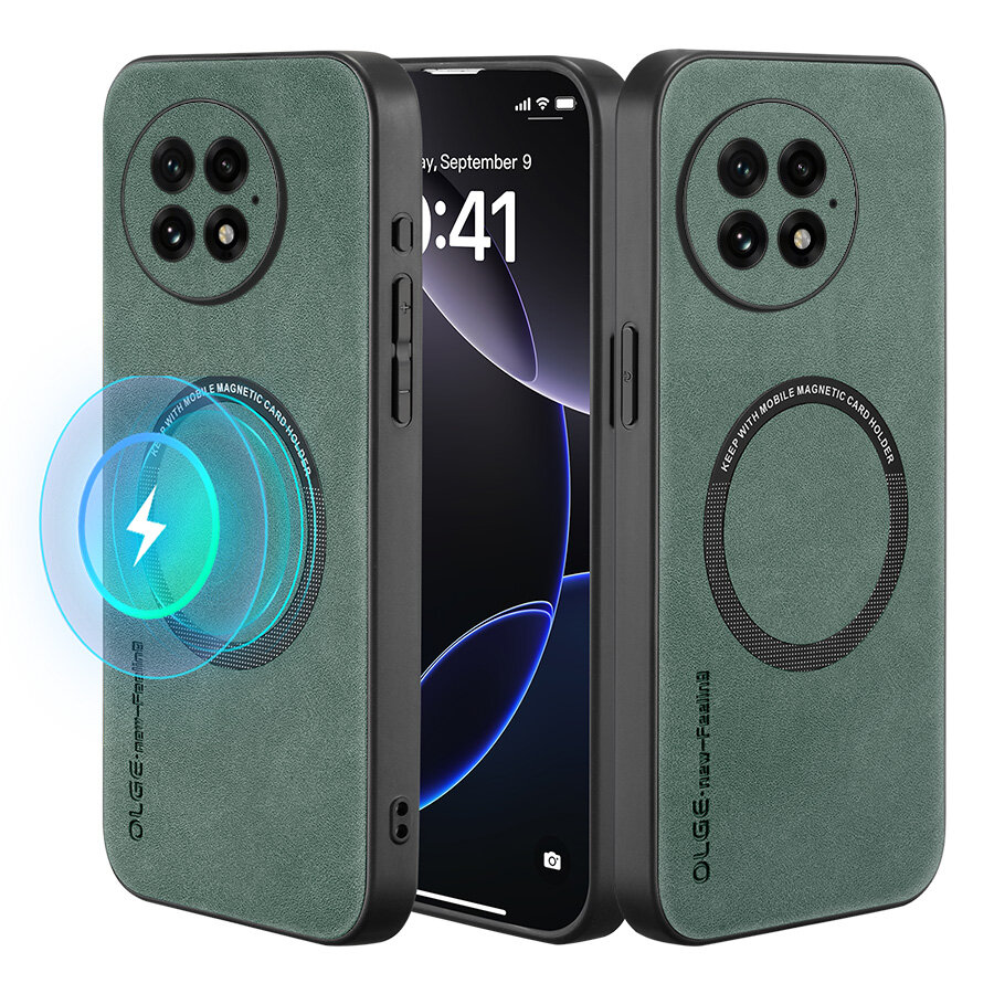 Чехол Для OnePlus 13/Оне Плас 13, soft touch, чехол-кардиомонитор, искусственная кожа, поликарбонат (PC), защита камеры, ударопрочный, усиленные углы, OnePlus, OnePlus 13, green,