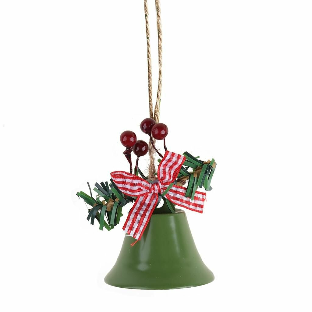 Рождественский большой колокол из кованого железа, подвесные аксессуары из пеньковой веревки-зеленый-открытый рог