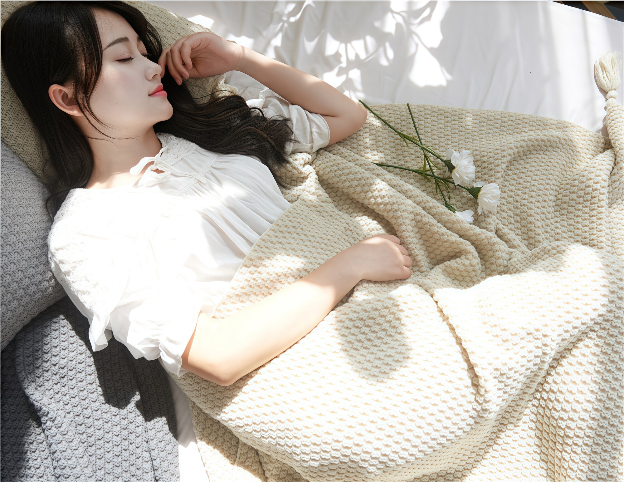 Скандинавский вязаный плед с помпонами и кистями, плед для офиса и кондиционера, плед-накидка для дивана