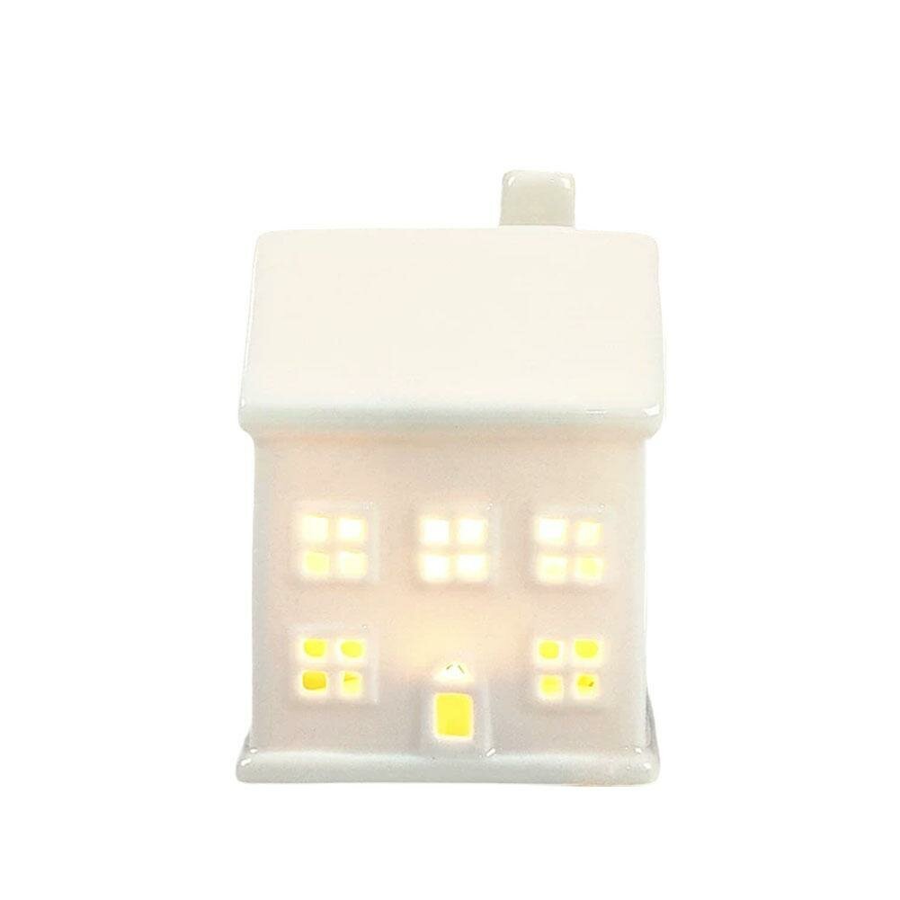 Керамический домик с LED подсветкой, новогодний венок и декор для дома, ажурный интерьер и праздничный подарок на Рождество