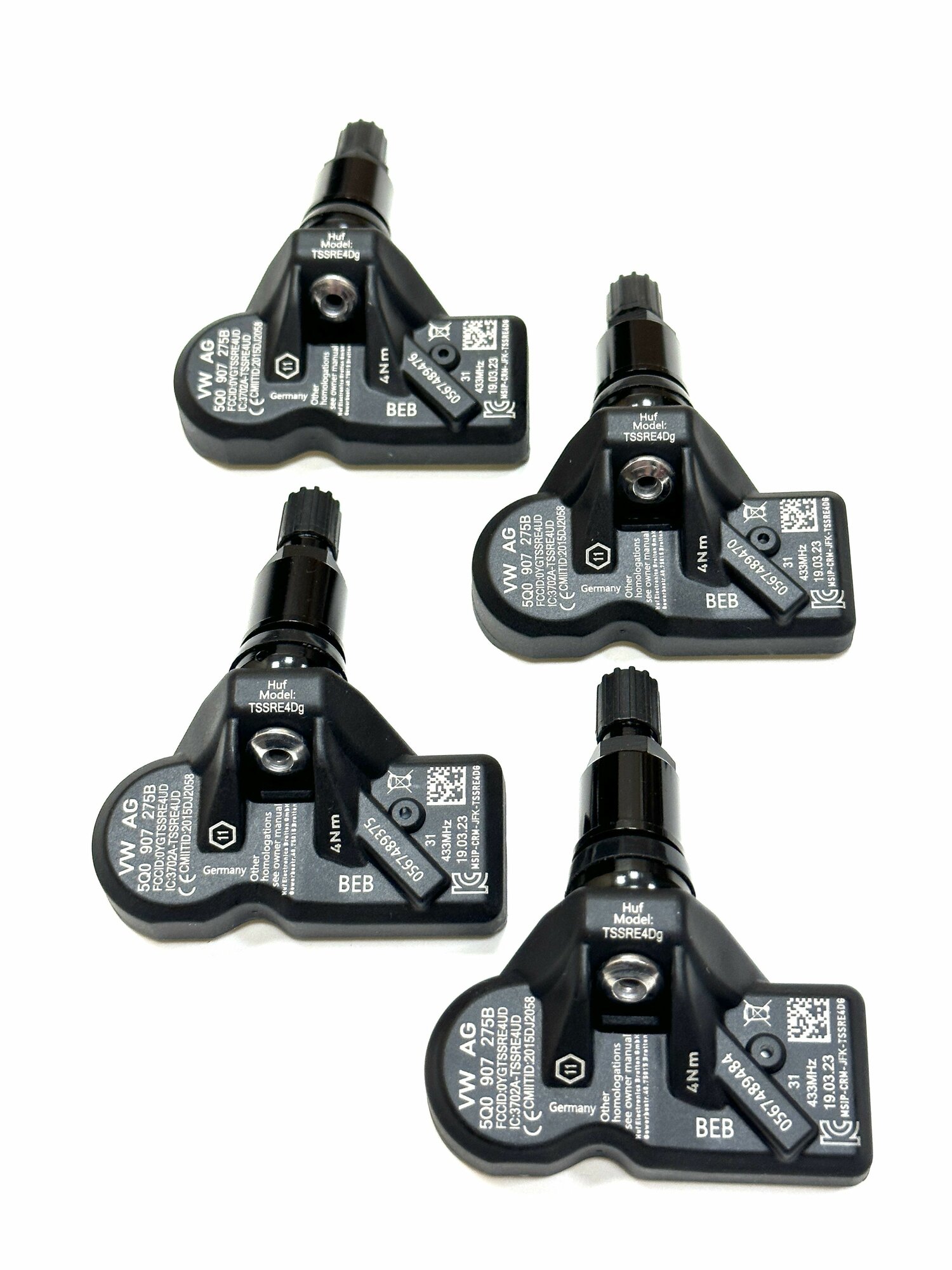 Комплект 4-x черных датчиков давления шин для VAG 5q0907275b