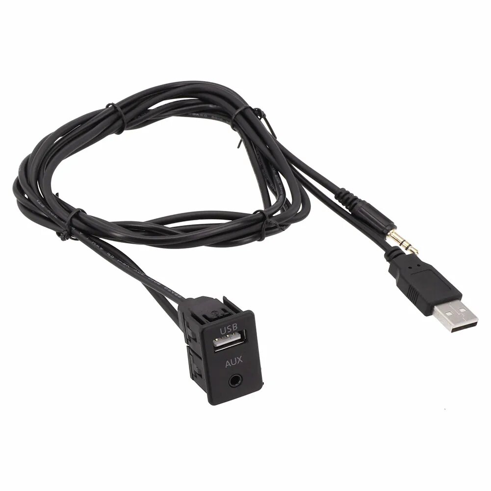 Автомобильный AUX USB-порт, панель, аудиоразъем, удлинительный кабель, мужской адаптер для скрытого монтажа на приборной панели, подходит для автомобильных автофургонов, электроники