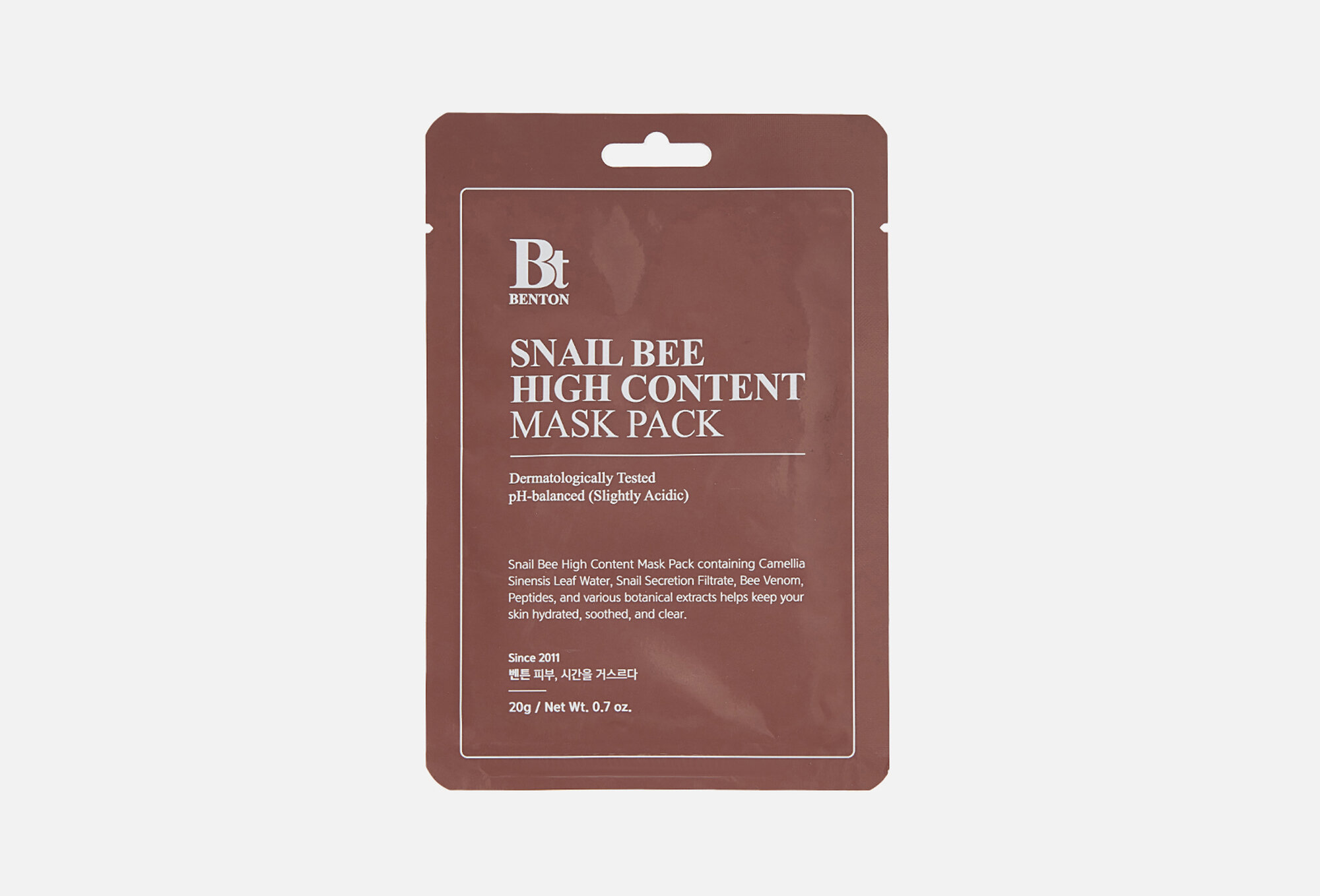 Тканевая маска для лица с муцином улитки и ядом пчелы BENTON Snail Bee High Content Mask Pack