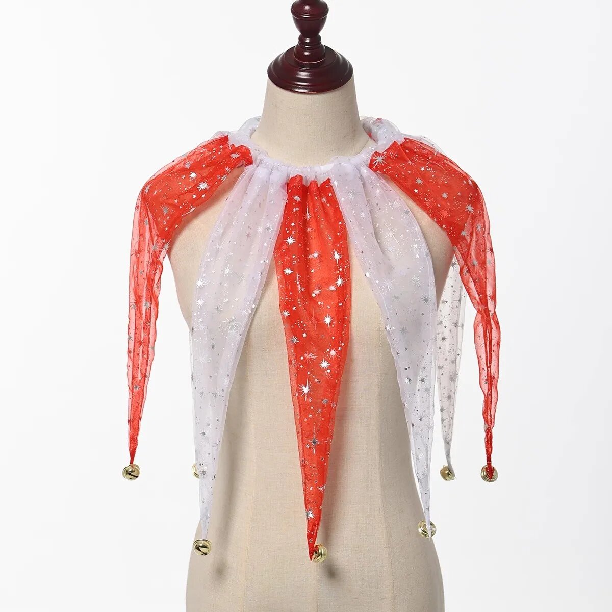 Цветной воротник клоуна из полиэстера Red and white