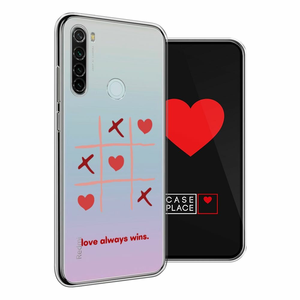 Чехол на Xiaomi Redmi Note 8T / Сяоми Редми Нот 8Т с принтом "love always wins - 14 февраля", прозрачный — фото 1