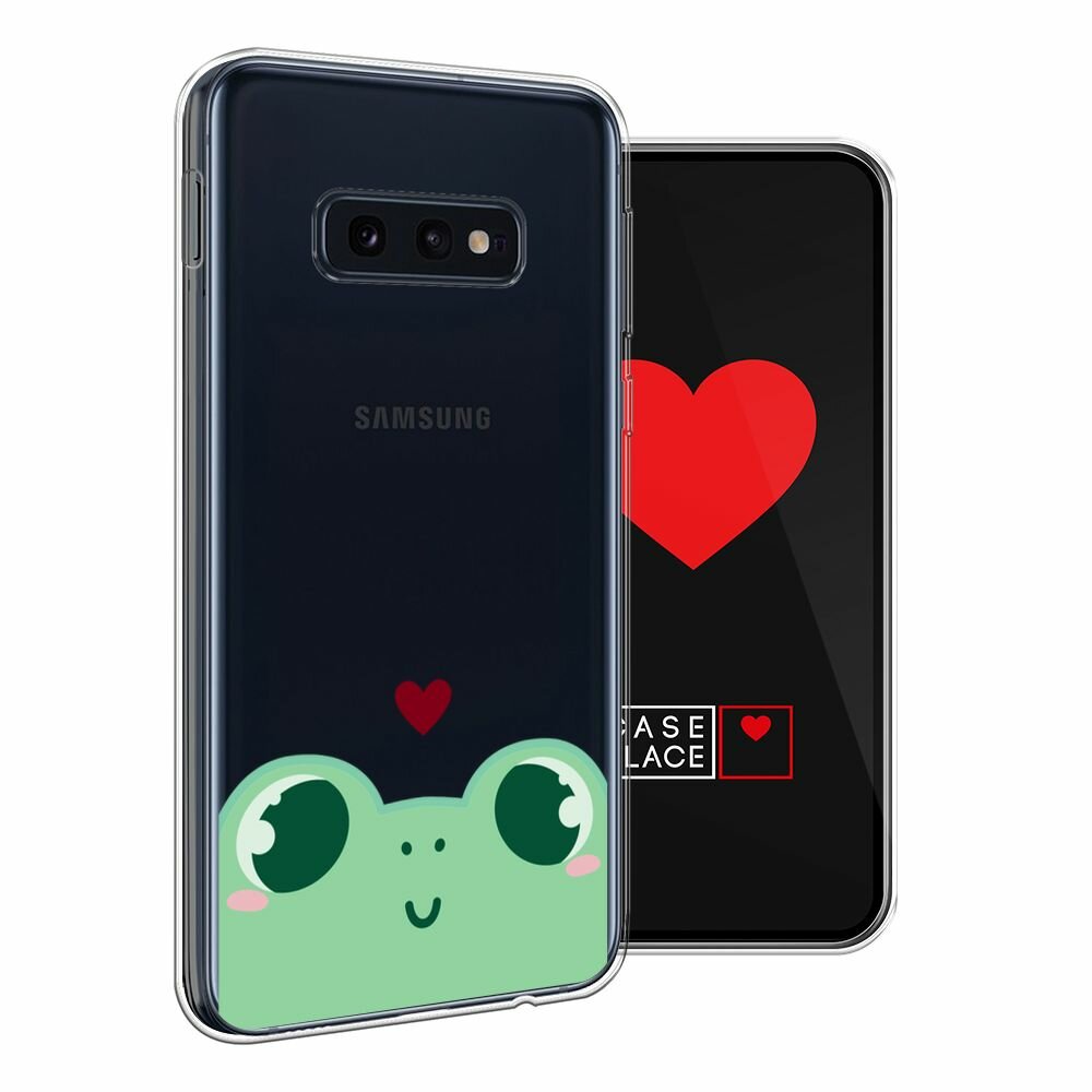 Чехол на Samsung Galaxy S10E / Самсунг Галакси S10E с принтом "Влюблённая лягушка - 14 февраля", прозрачный — фото 1