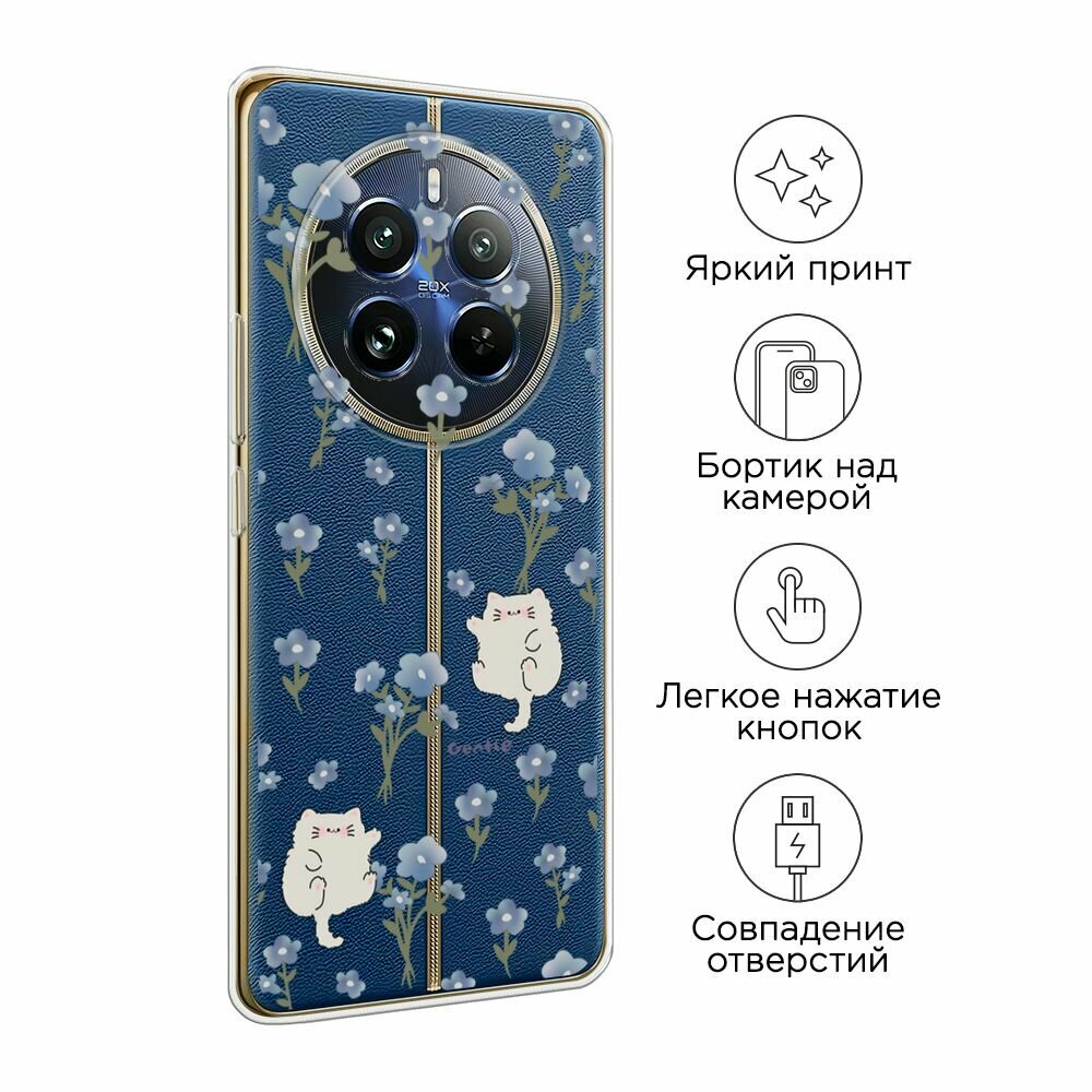 Чехол на Realme 12 Pro / Реалми 12 Про с принтом "Gentle cats", прозрачный — фото 1