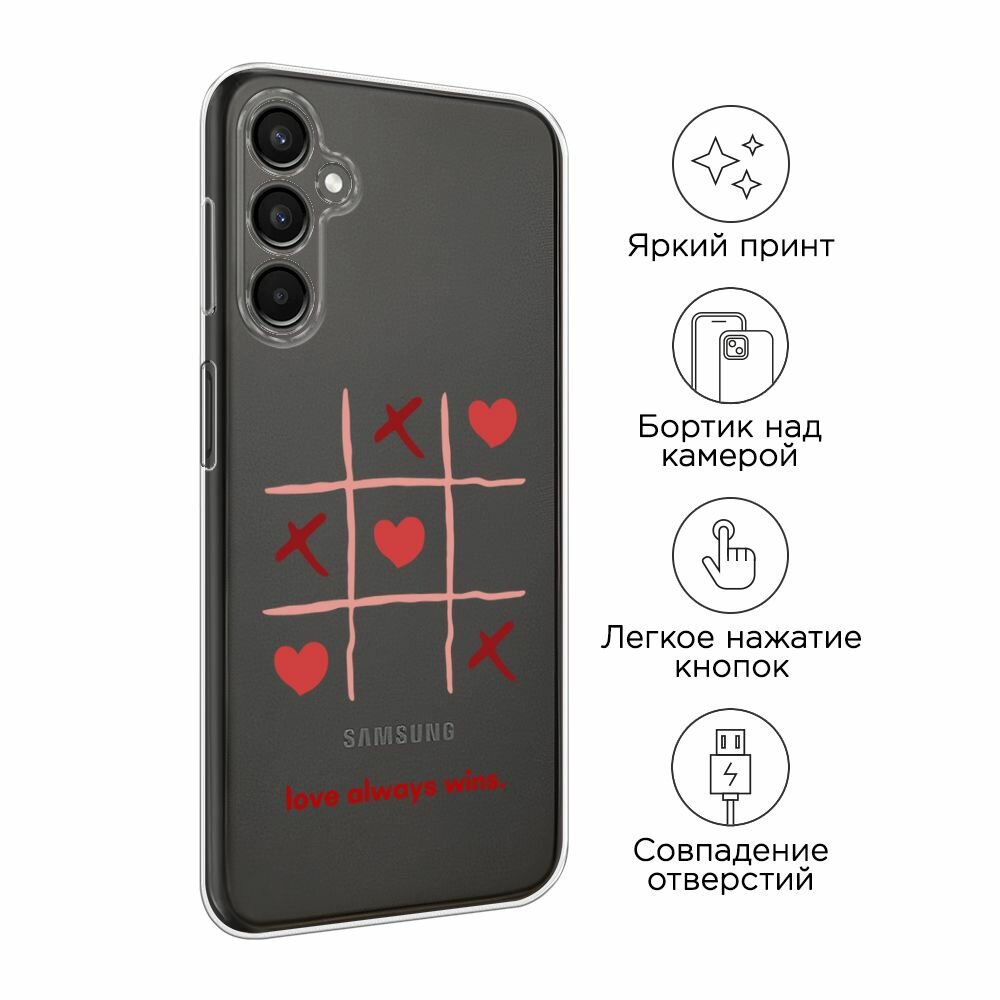 Чехол на Samsung Galaxy A24 / Самсунг Галакси A24 с принтом "love always wins - 14 февраля", прозрачный — фото 1