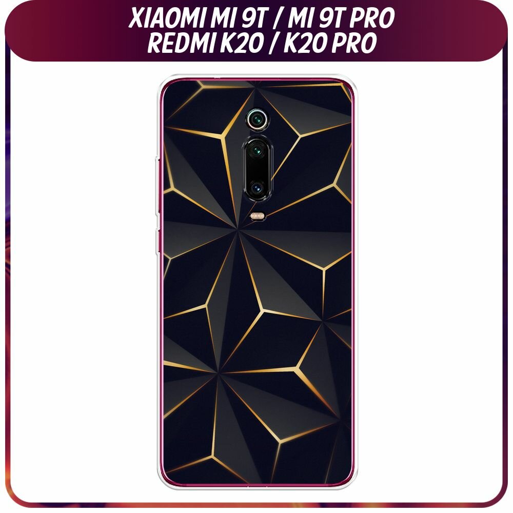 Чехол на Xiaomi Redmi K20/K20 Pro/Mi 9T/9T Pro / Сяоми Редми К20/K20 Pro/Mi 9T/9T Pro с принтом "Черные полигоны"