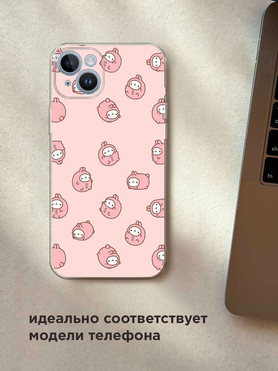 Чехол на Apple iPhone 14 / Айфон 14 с принтом "Зайчики в капюшонах" — фото 1