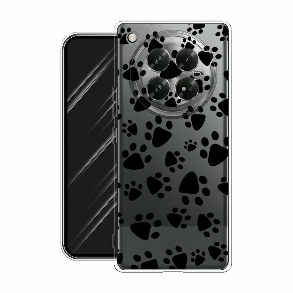 Чехол на Infinix Zero 40 5G / Инфиникс Зеро 40 5G с принтом Лапки черные, прозрачный — фото 1
